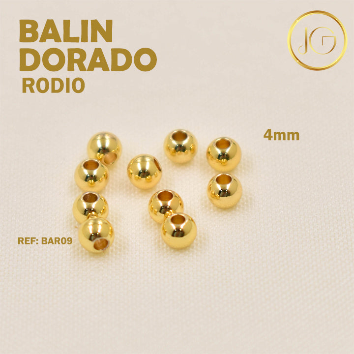 BALIN DE RODIO LISO DORADO 4 MM – BisuteriaJG